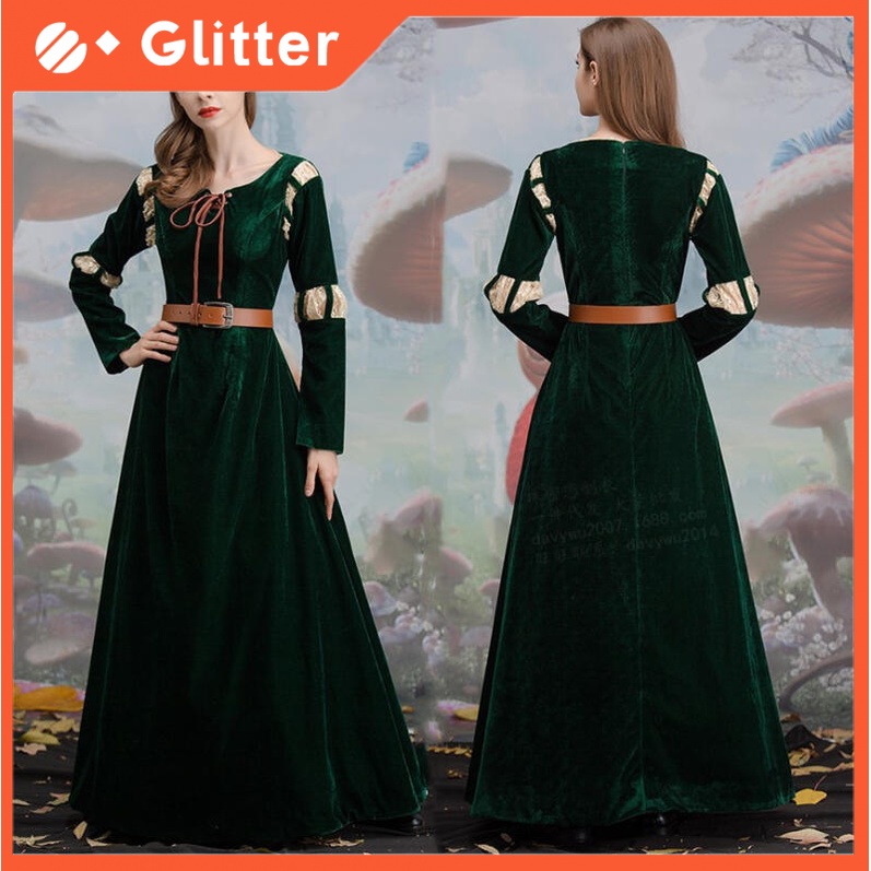 Disney Merida Princess Costume for Adult Women Fancy Brave Merida Dark ...