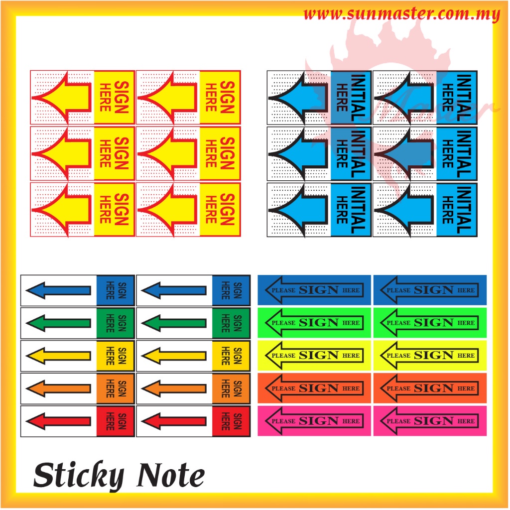 Sign Here Sticky Note | Color PP Stick-It Note | Index Sticker | Sticky ...