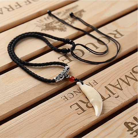 Wolf tooth pendant black dog tooth necklace couple necklace minority ...