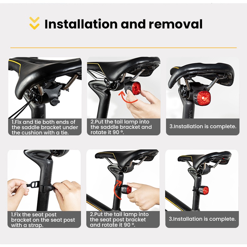 Giyo Smart Bicycle Rear Light Auto On/Off Stop Signal Brake Road Bike ...