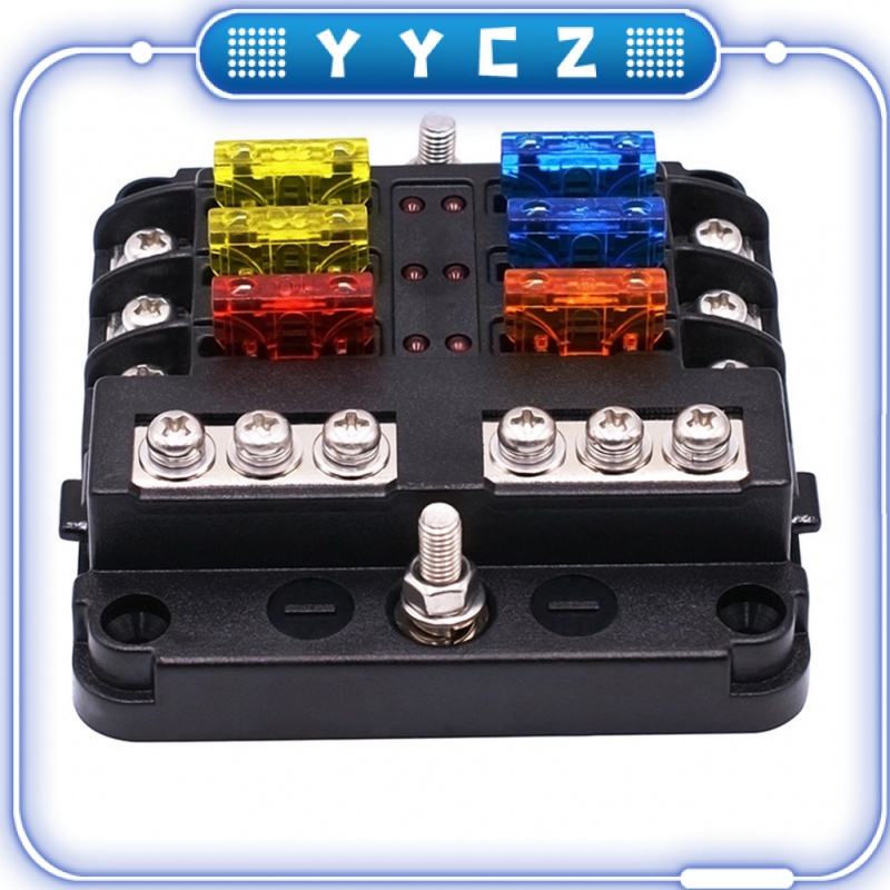 6-Channel Waterproof Fuse Box With LED Indicator 12 Circuits, Negative ...