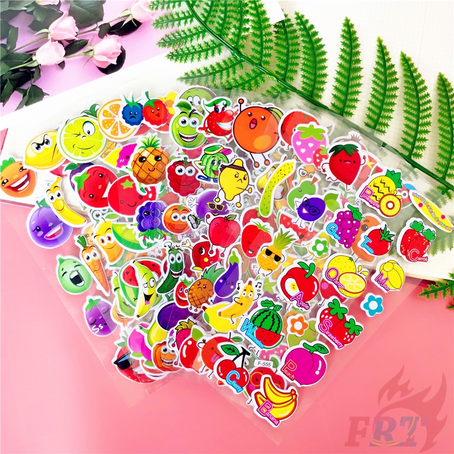 12Sheets/set Fruit and Vegetable Series 01 DIY Rewards Sticker Cartoon ...