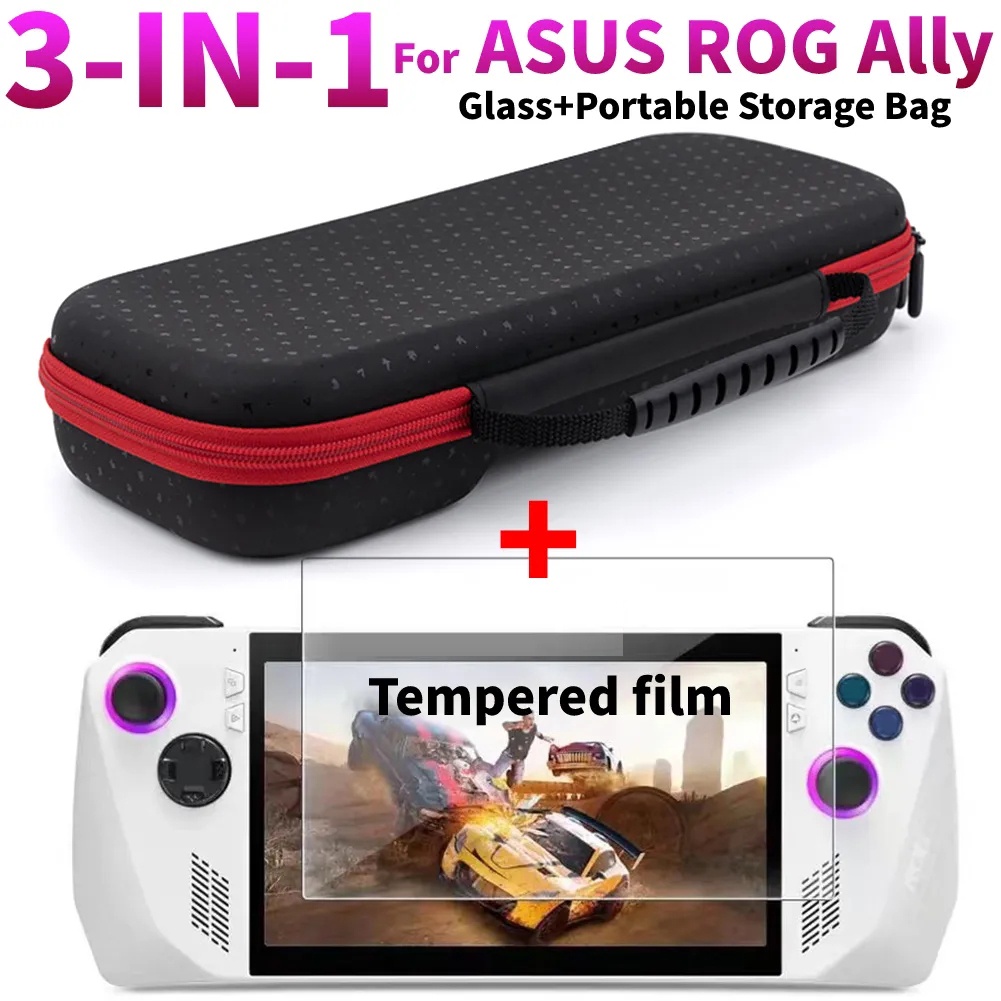 2 in 1 Bag+Tempered Glass for Asus ROG ALLY portable console Case Bag ...