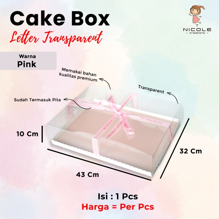 Transparent Mica Letter Cake Box/ Cake Packaging 43x32x10 cm | Shopee ...