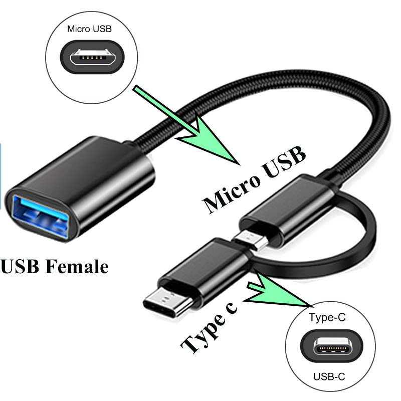2 In1 USB 3.0 OTG Adapter Cable Type-C + Micro USB To USB 3.0 Interface ...