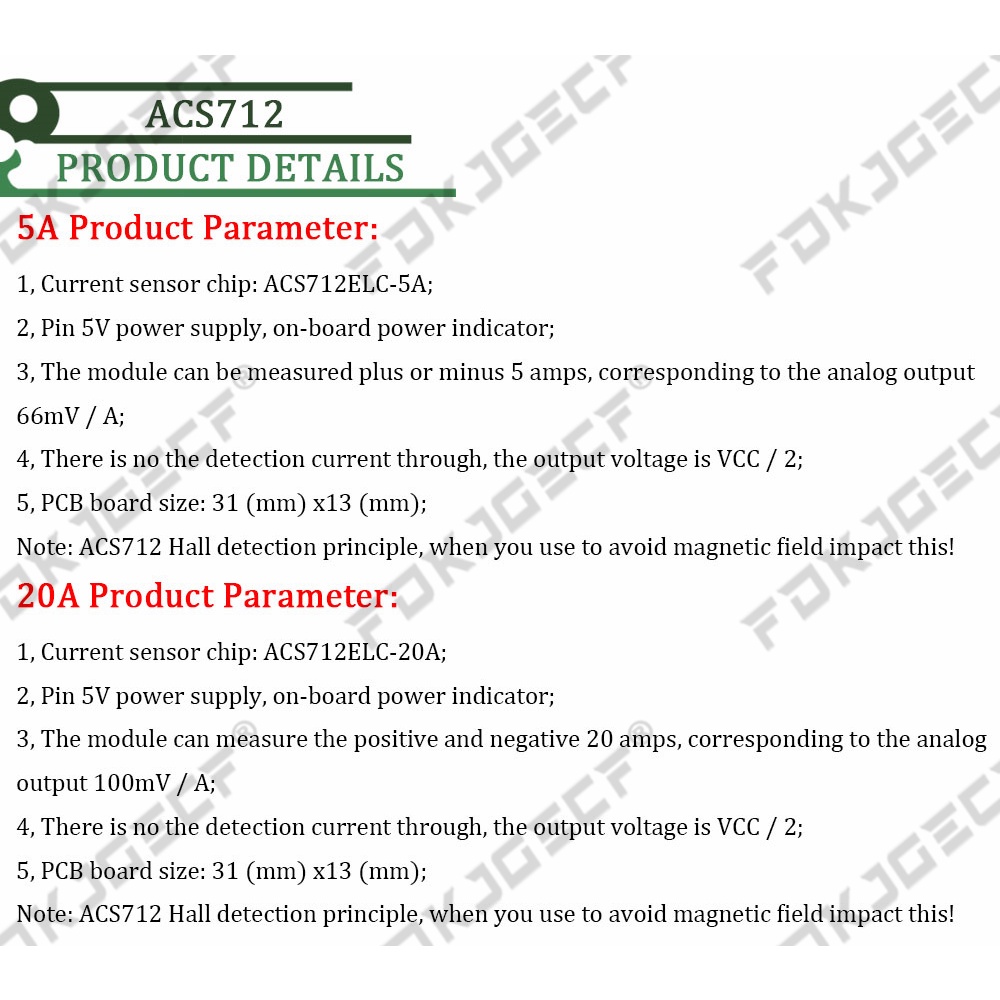 Hall Current Sensor Module ACS712 module 5A 20A 30A Hall Current Sensor ...