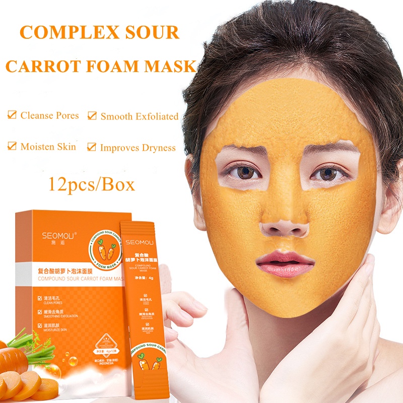 SEOMOU Complex Sour Carrot Foam Mask 12pcs/box Salicylic Acid Cleanses ...