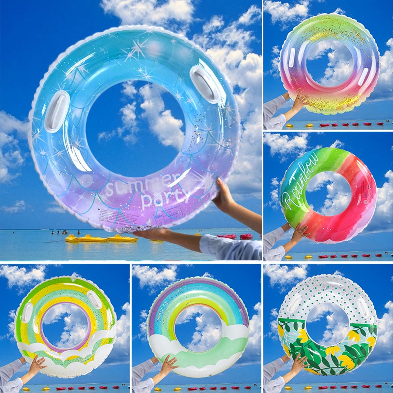 Swimming Ring Macaron Rainbow Colorful Floaty Pelampung Inflatable ...