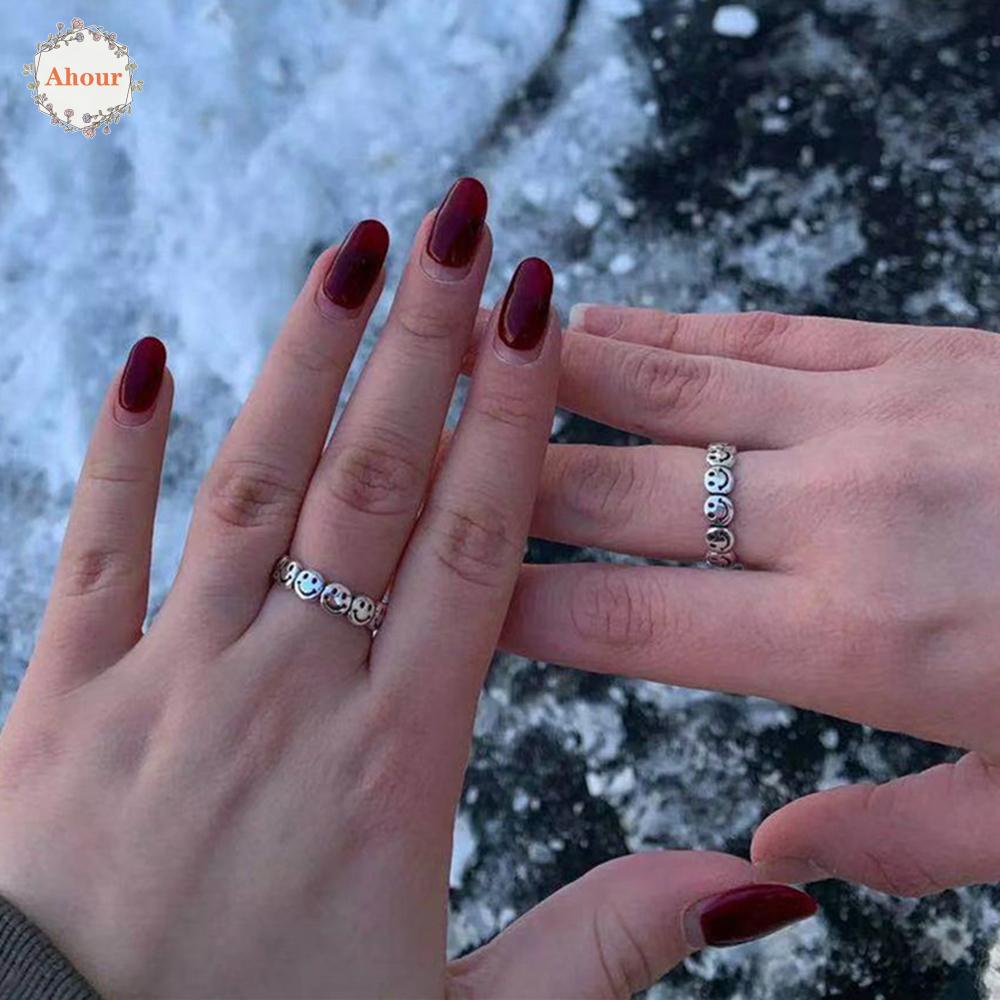 AHOUR Friend Gifts Smiling Face Rings Couples Boy Girl Party Jewelry ...
