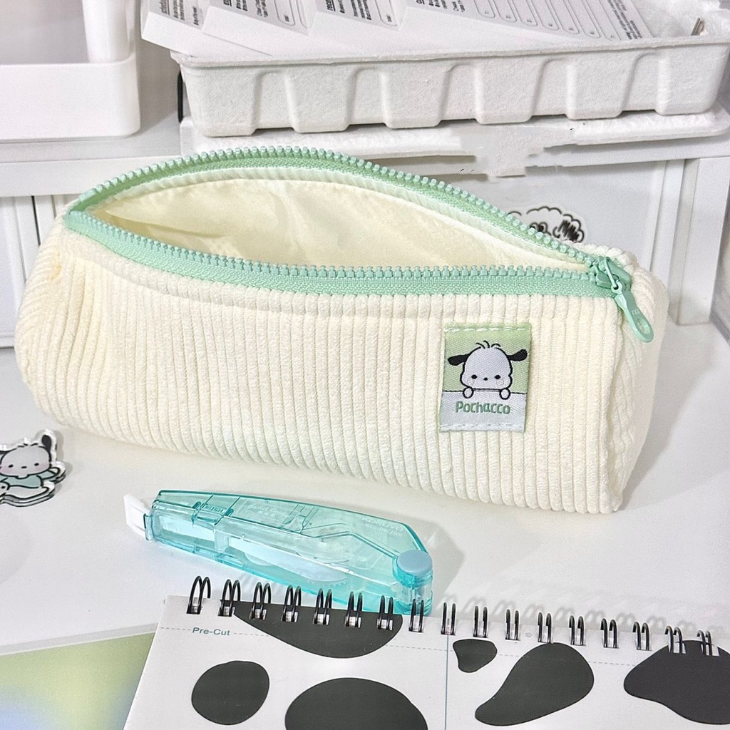 ins Cute Pacha Dog Corduroy Pencil Case Large Capacity 3D Pen Bag ...