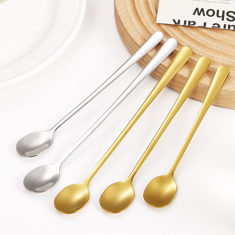 Stainless Steel Small Spoon Stirring Spoon Round Coffee Spoon Long ...