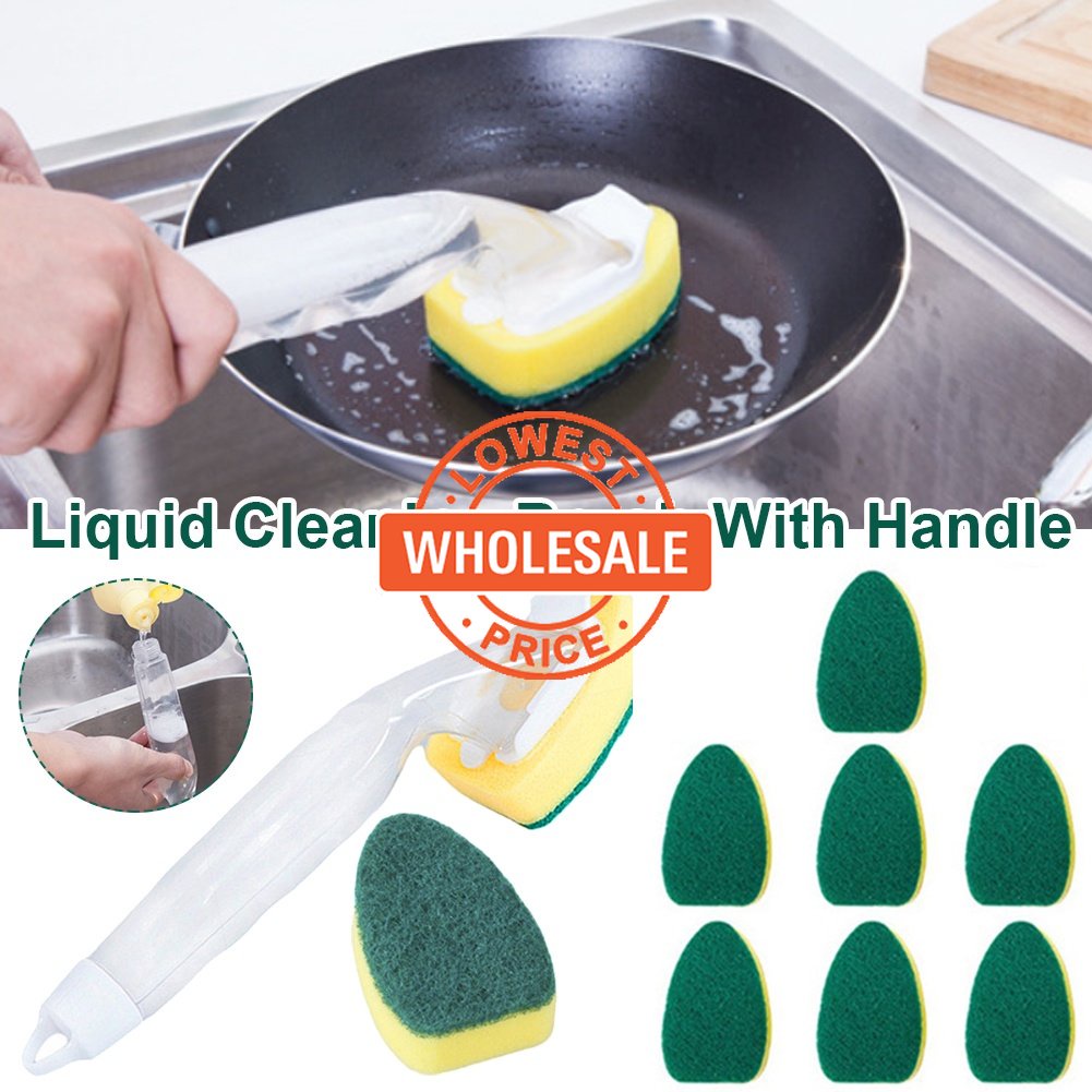 [Wholesale] Long Handle Sponge Pot Brush with Soap Dispenser ...