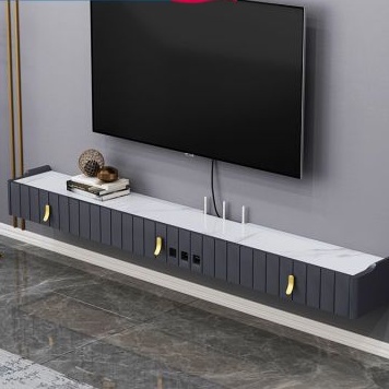 Hanging TV Console Floating TV Console Wall mounted White Top Back ...