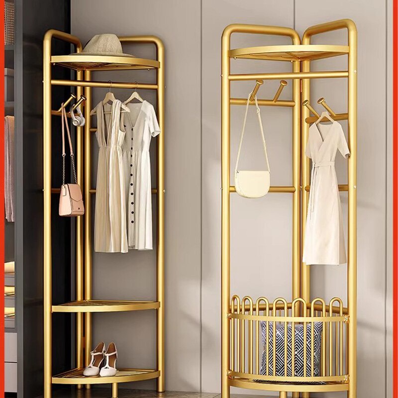 Aesthetic Gold Clothes Rack Metal Place Saving Hangers Stand Clothes ...