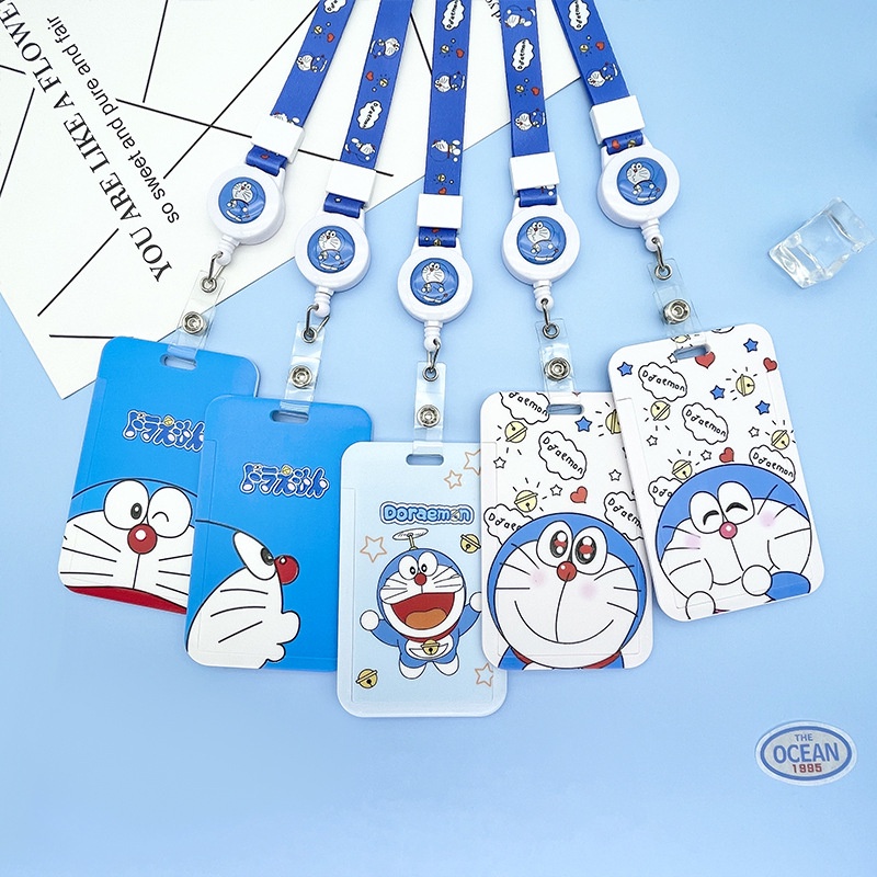 Lanyard Card Holder Doraemon Name Tag Students Bus Neck Retractable ...