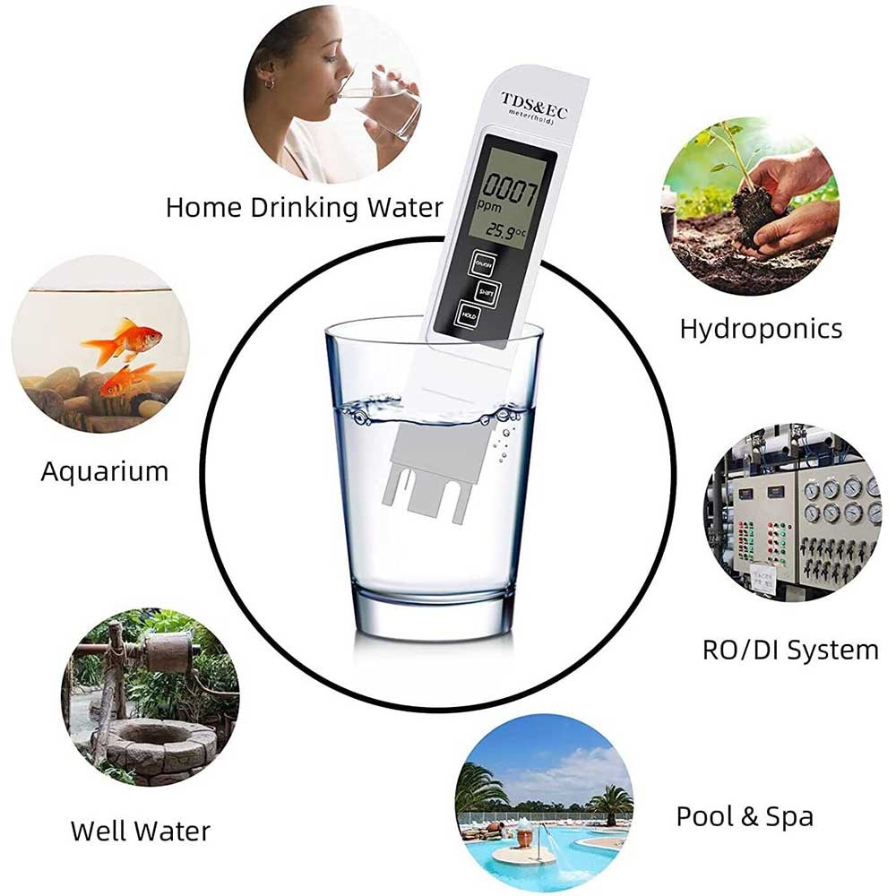 TDS water quality detection conductivity meter EC&TDS test pen Celsius ...