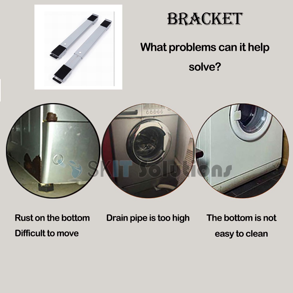 48-97cm Extra Long Fridge Washing Machine Dolly Roller Slider Moving ...