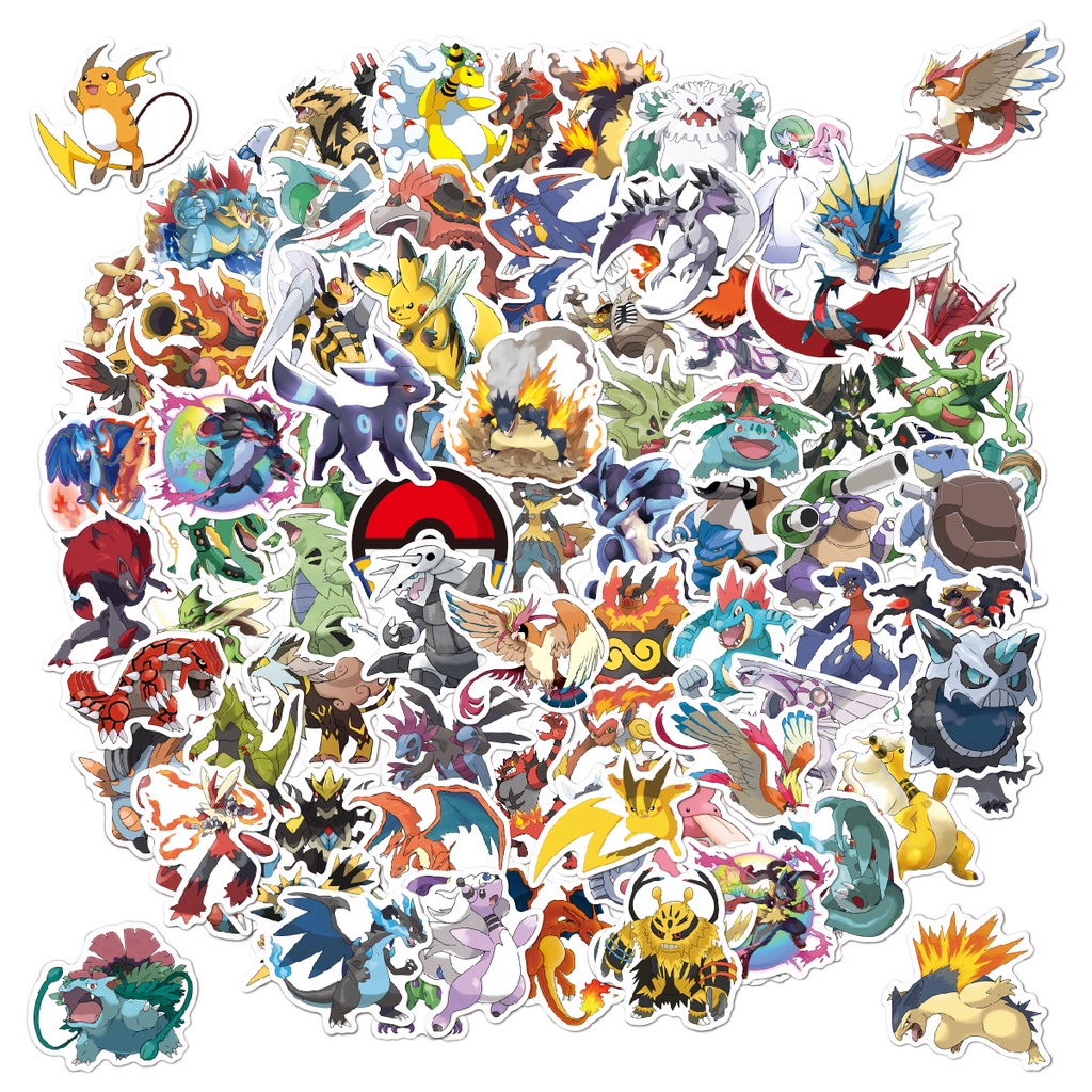 100 pcs Evolution Version Pokémon Cartoon Waterproof PVC Stickers ...