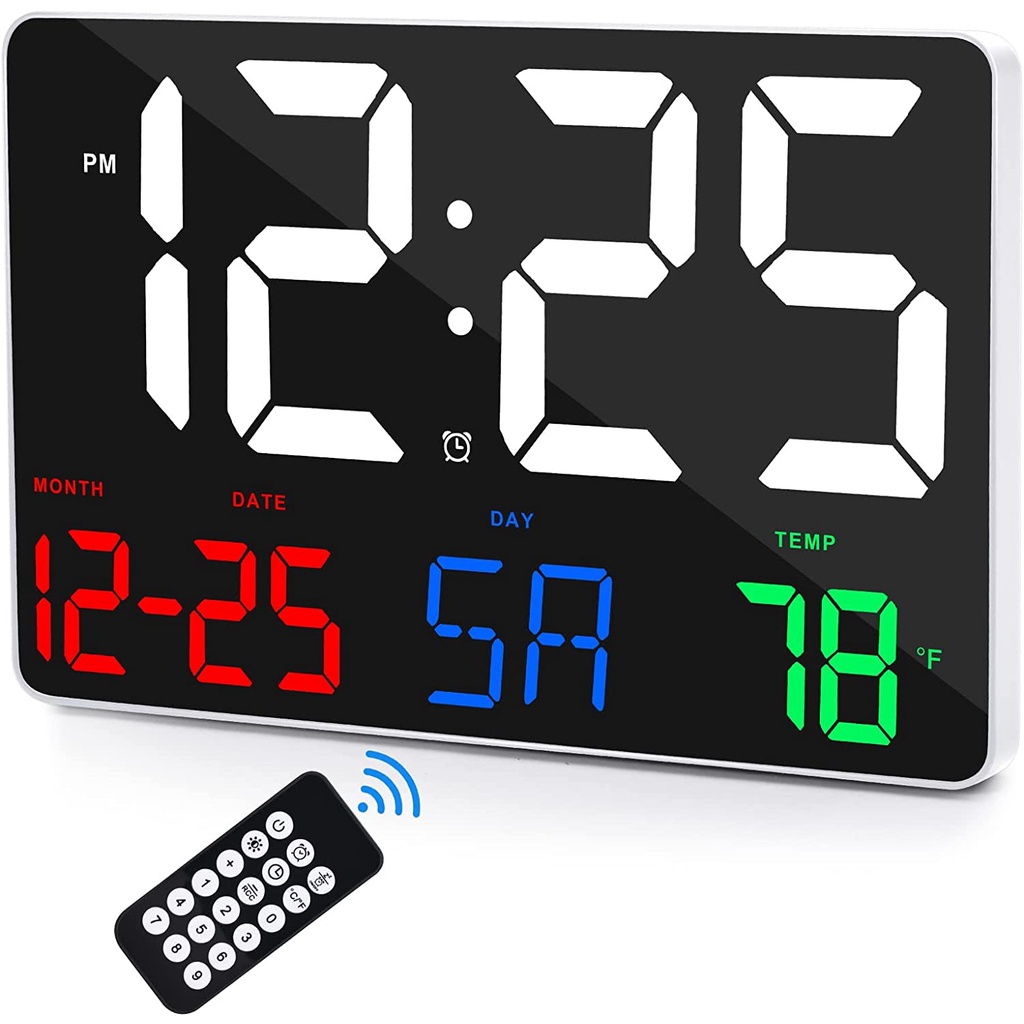 Digital Wall Clock 11.5" LED Digital Alarm Clock Large Display with ...