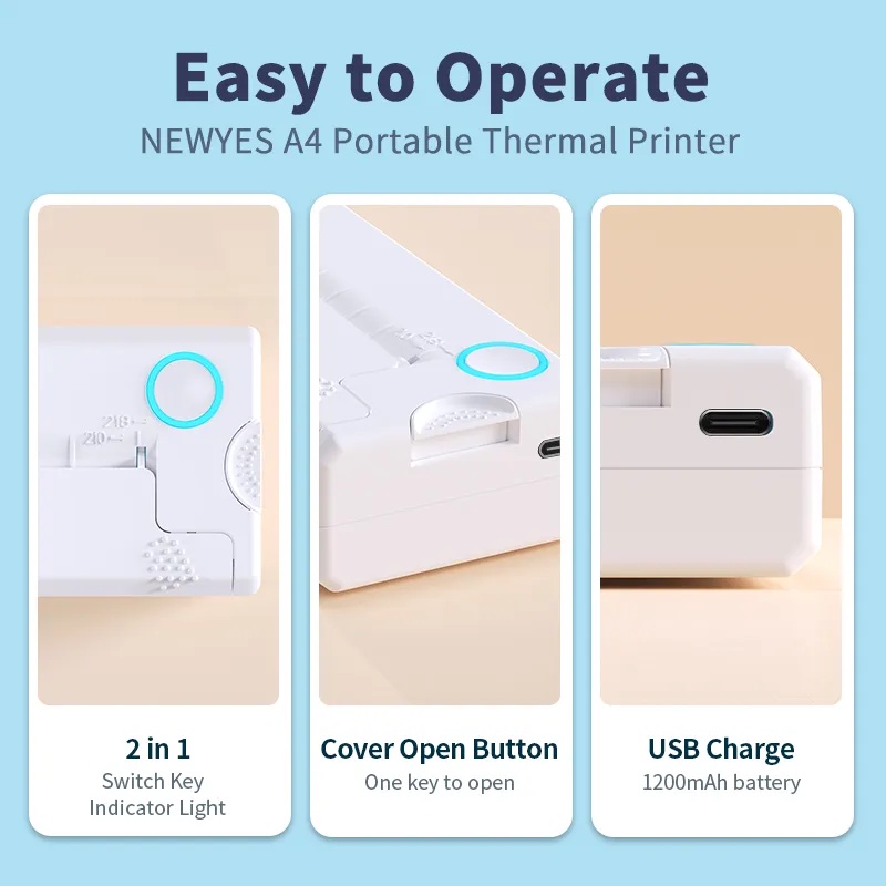 A4 size Wireless BT Mini Printer Document Smart A4 Size Portable ...