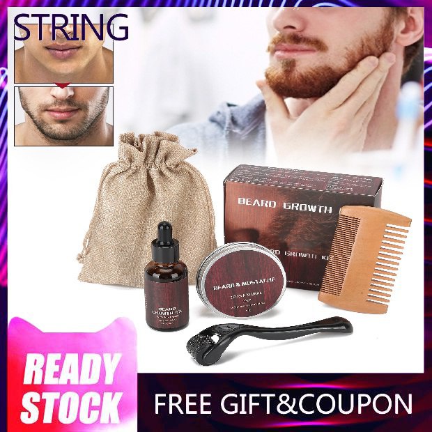 String Men Beard Growth Kit Mustache Oil Cream 540 Micro Needle Roller ...