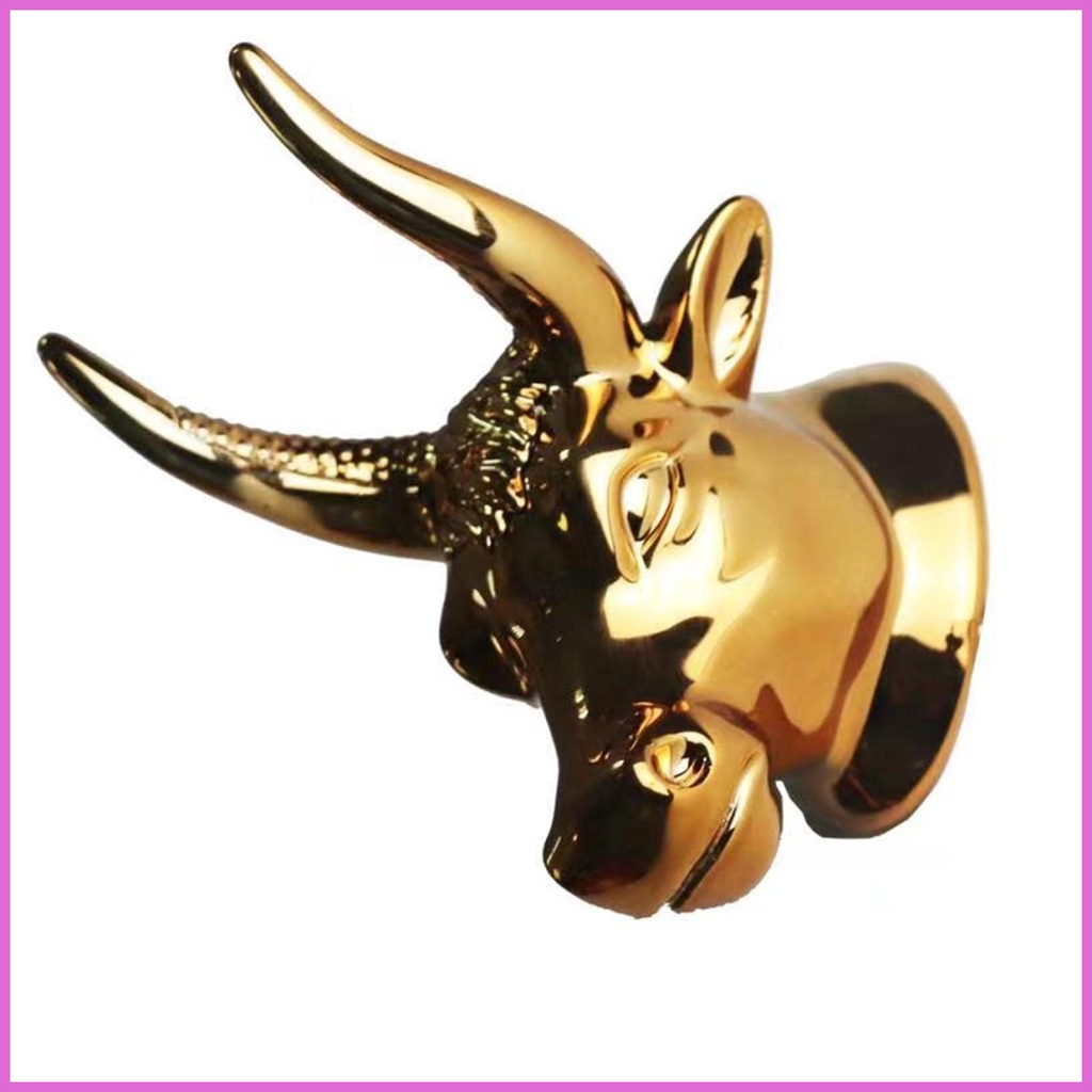 Wall Mount Guitar Holder Golden Bull Head Wall Art Guitar Hanger Guitar ...