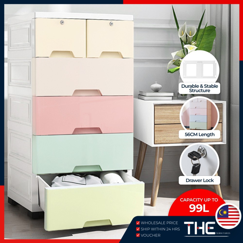 THE 3/4/5 Layers Plastic Drawer Storage Cabinet Wardrobe Drawer cabinet ...