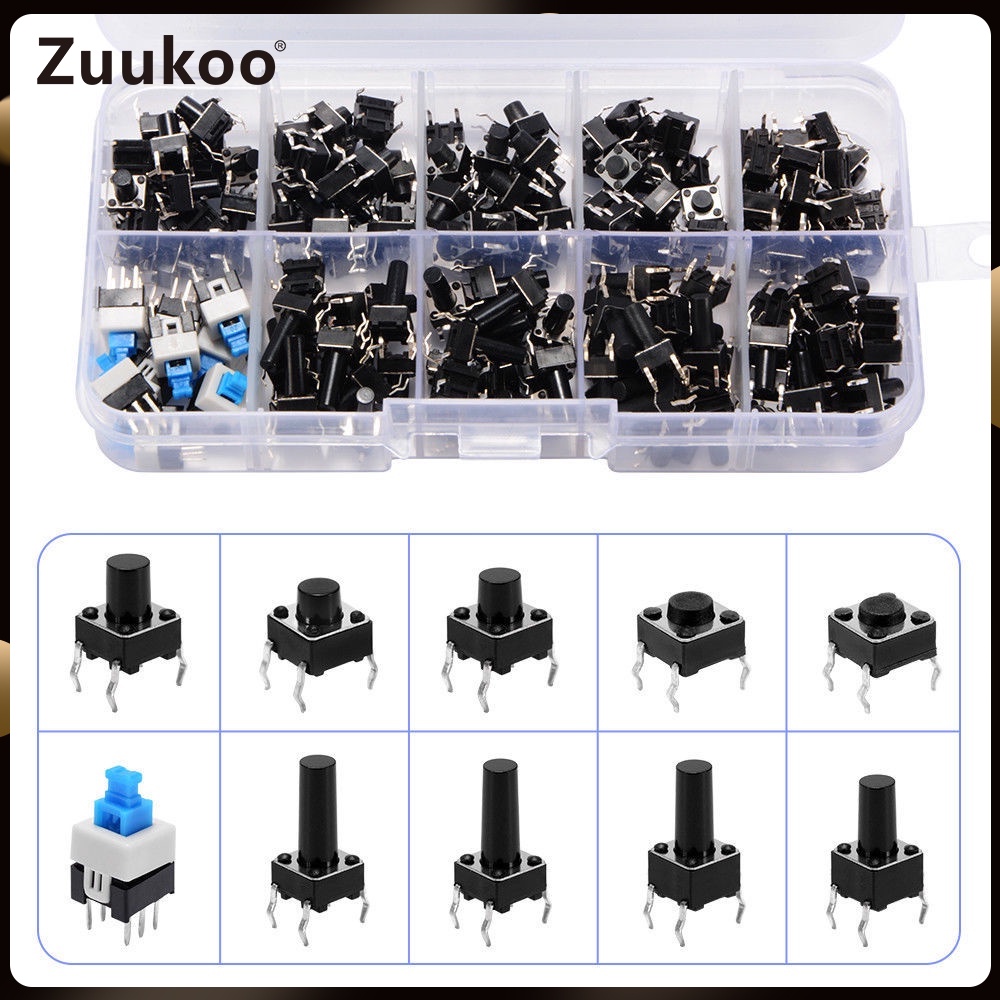 180pcs 10 Values Momentary Tactile Push Button Touch Switch Kit Box 4 Pin On Off Shopee Singapore