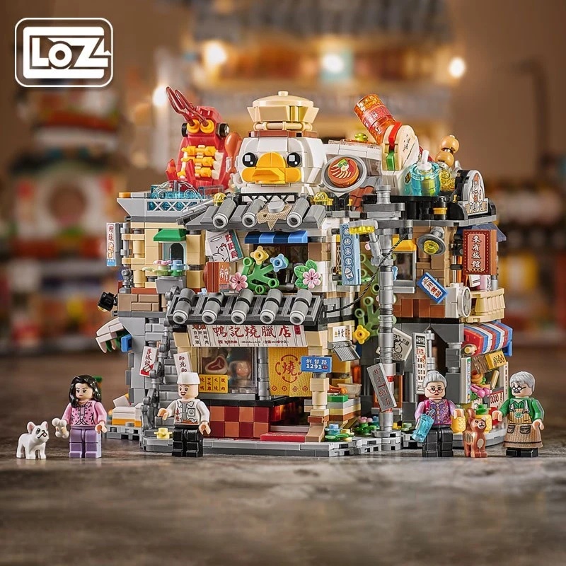 LOZ Mini Street View Building Blocks Chinese Style Food Stall Hong Kong Food Store House Brick ...