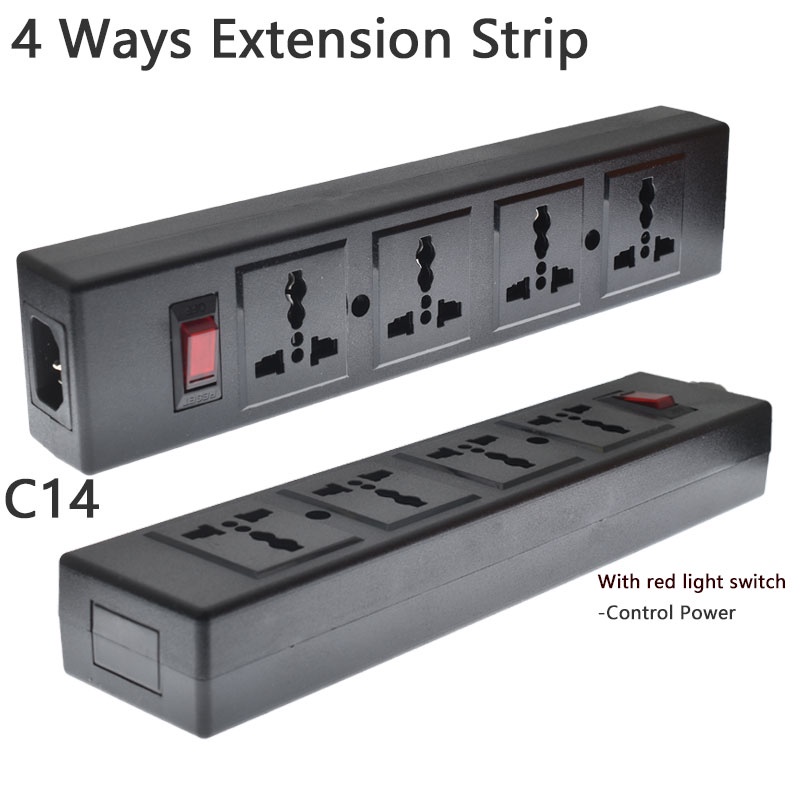 4 Ways PDU Power Strip Universal socket extension Strip with overload ...