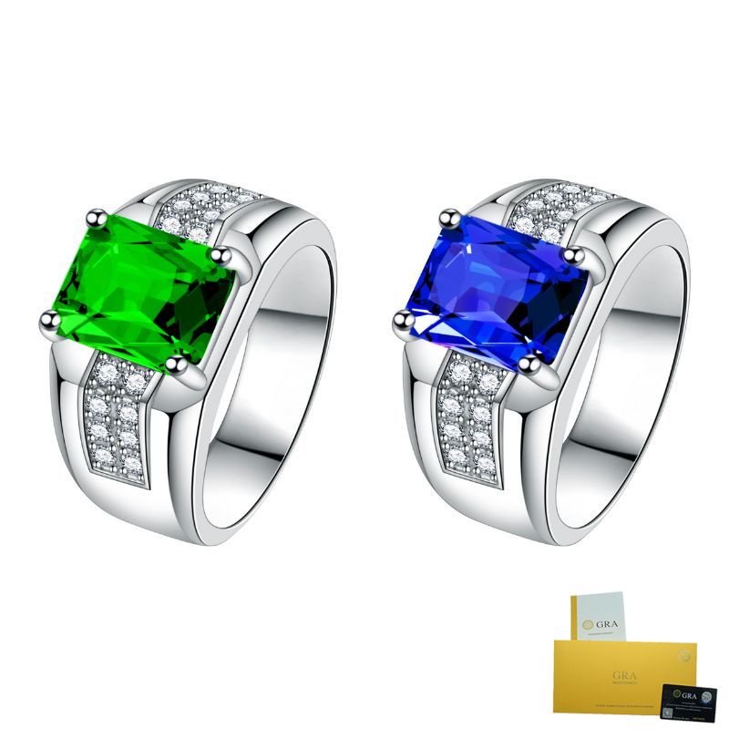 [with Gra Certificate] Fashion Sapphire Ring Luxury Blue Diamond Ring ...