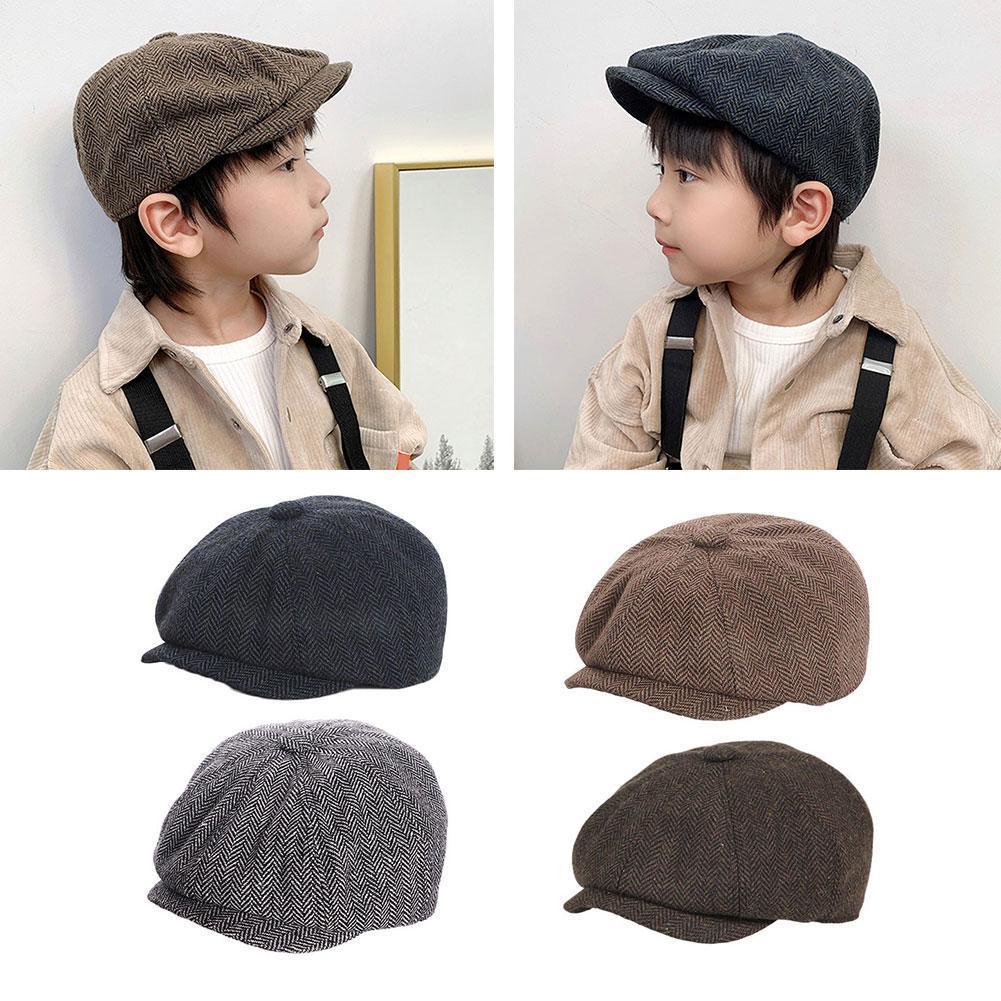 Children Beret Kids Hat Duck Tongue Cap Octagonal Newsboy Hat Jazz ...