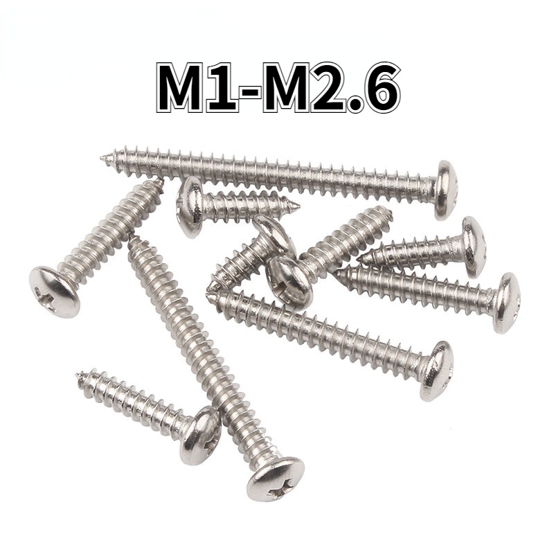 [XJK] 304 Stainless Steel Self-Tapping Screw Round Head Phillips Self-Tapping Screw M1-M3-M4-M5 ...
