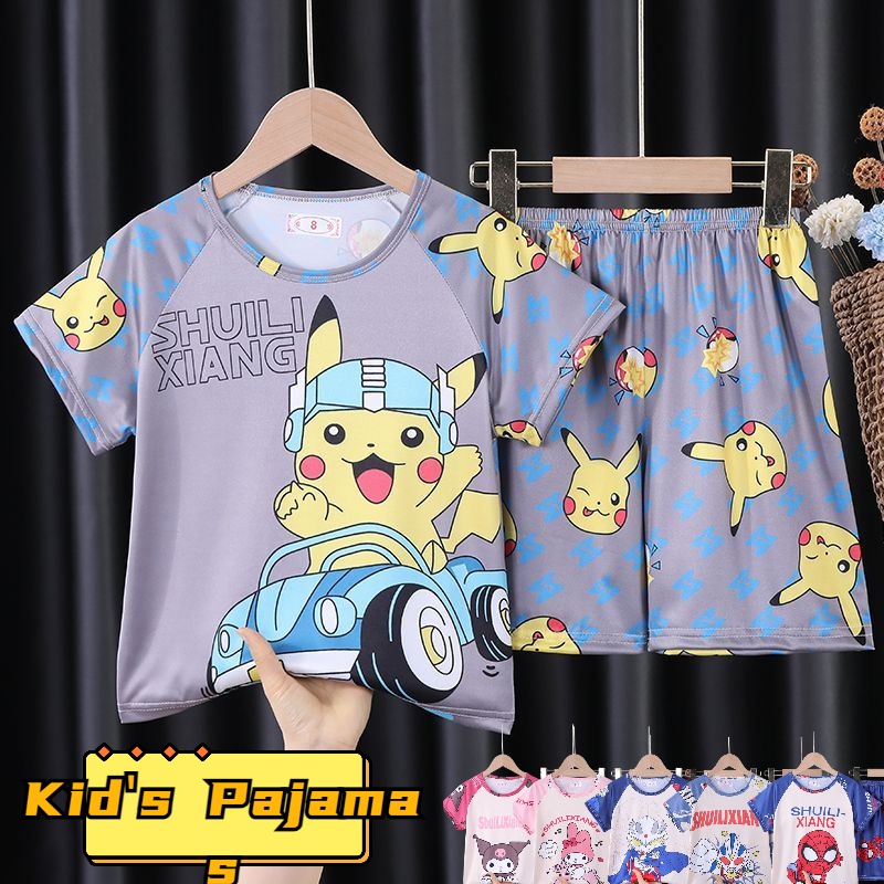 Kids Pajamas Pyjamas Pokemon Pikachu Pajamas Shirt Clothes Spiderman ...