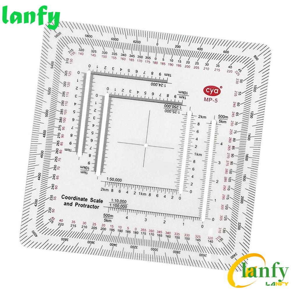 LANFY Land Navigation Protractor for Camping Topographical Square Ruler ...