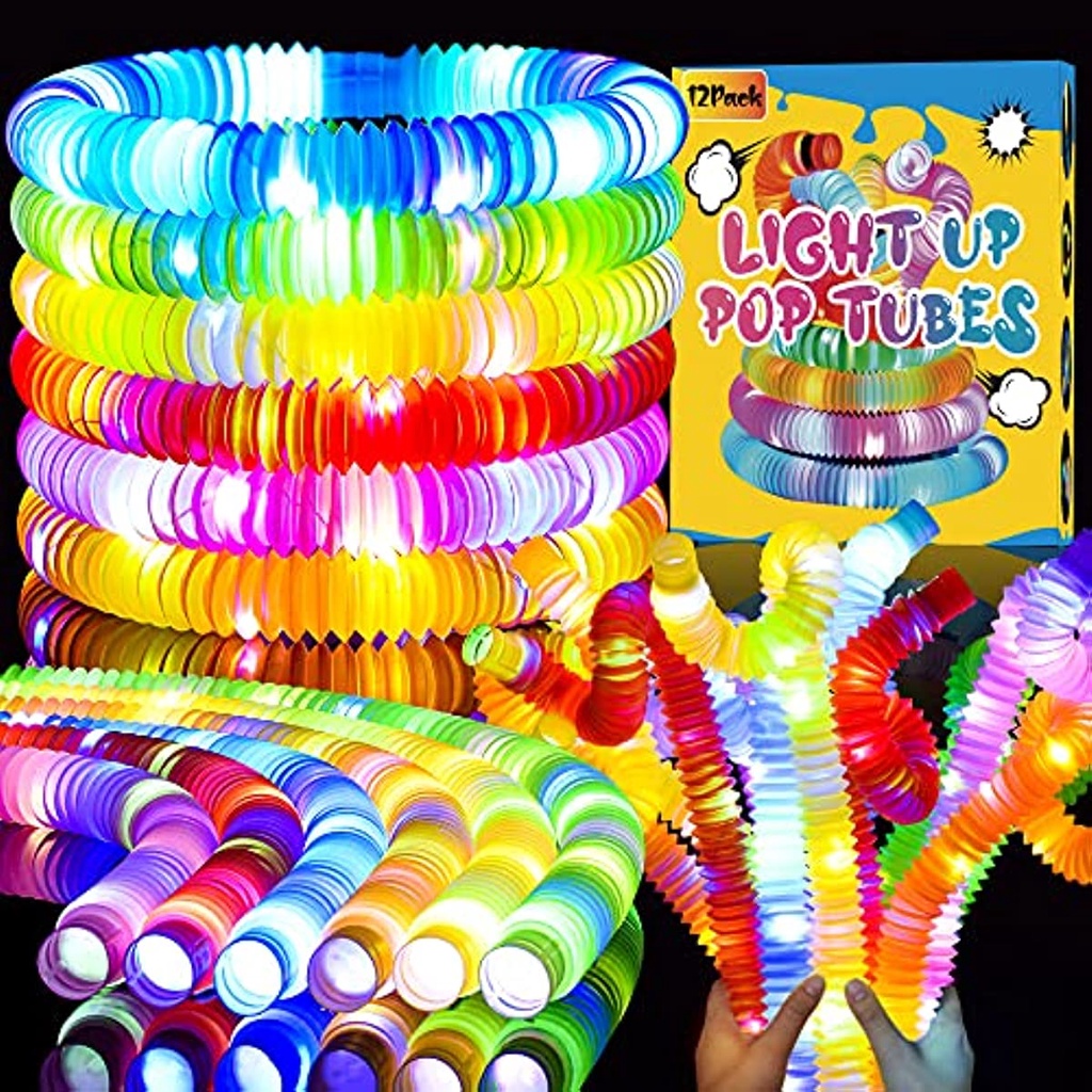 10 PCS LED Light Up Pop Fidget Tubes, Party Favors Sensory Fidget Toys ...