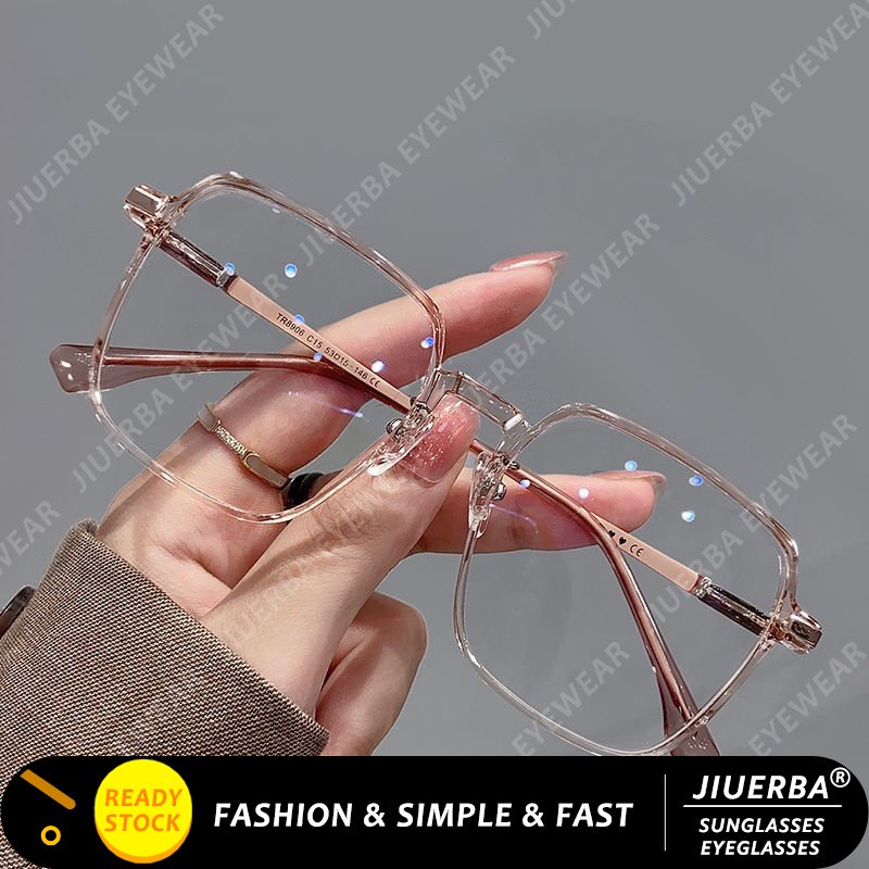 (JIUERBA) Korean Fashion Square Frame Transparent Color Eyeglasses ...