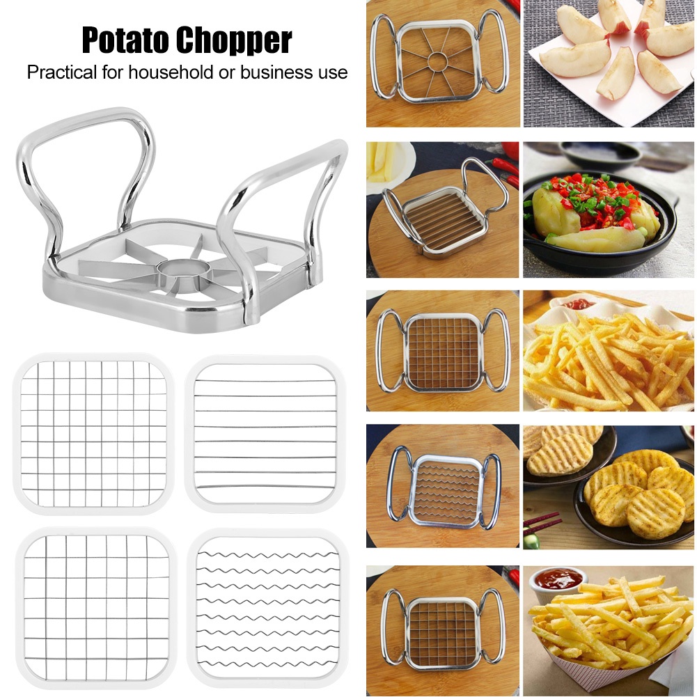 [EPAY] 5in1 Stainless Steel Potatoes Fruit Cutter Chipper Chopper Maker ...