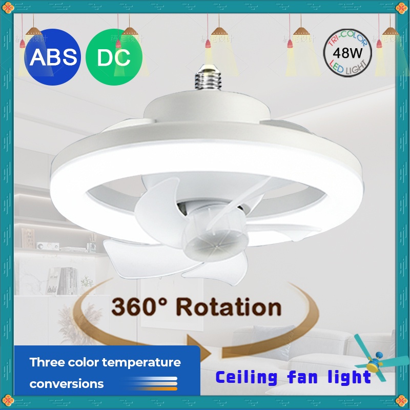 E27 Ceiling Fan With Light 360° Rotation Ceiling Fan LED Light Kitchen ...