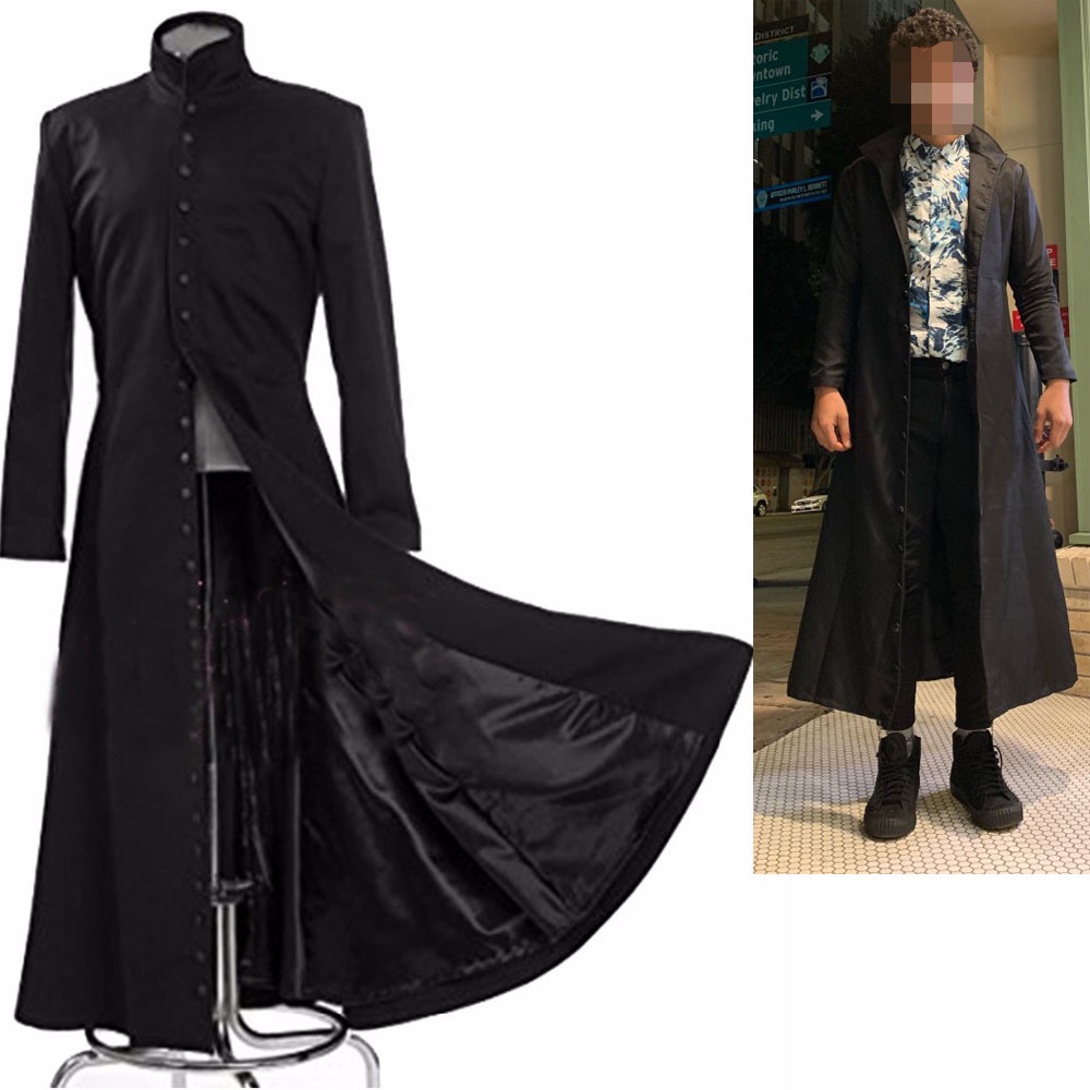 2019 The Matrix Cosplay Customised Black Cosplay Costume Neo Trench