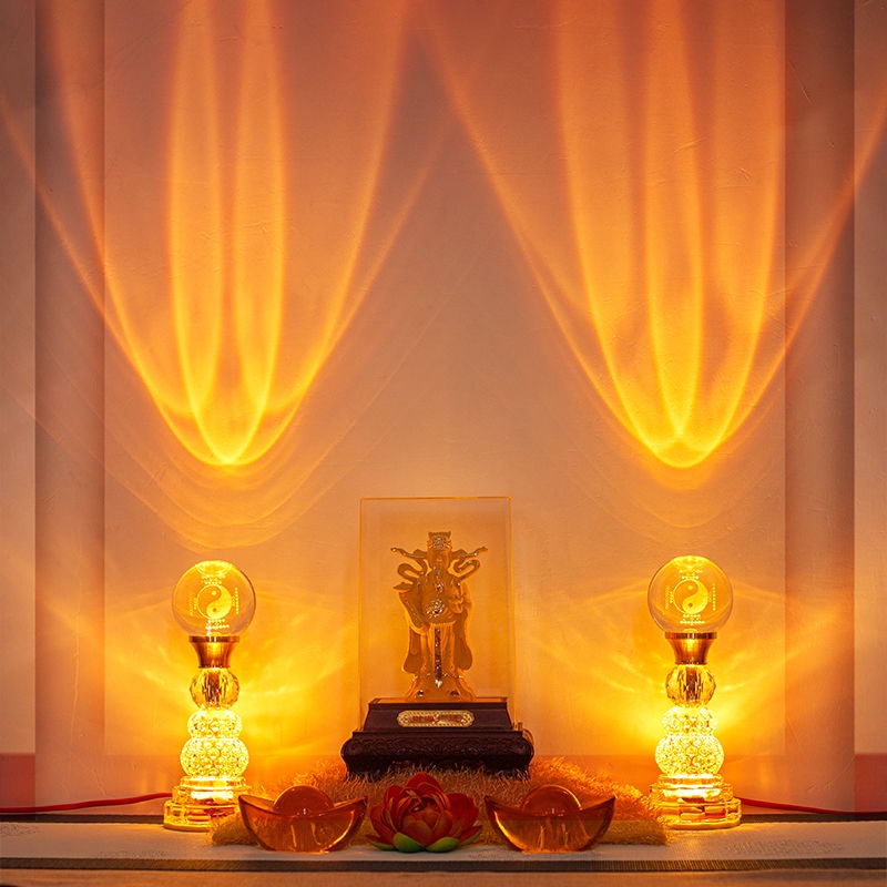 led Crystal Lotus lamp God of Wealth lamp fortune Guanyin lotus lamp ...