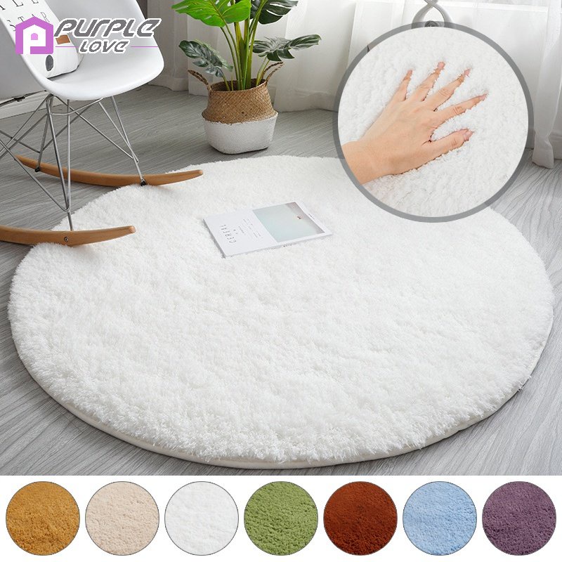 Pure Color Round Carpets Bedside Carpets Area Rugs | Shopee Singapore