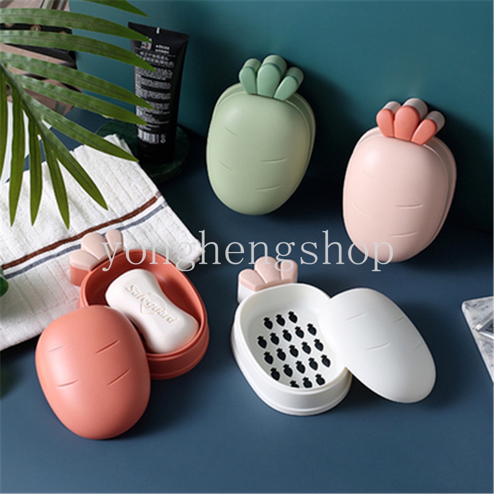 Creative Ins Style Cute Radish Shaped Soap Box with Lid Draining Holder ...