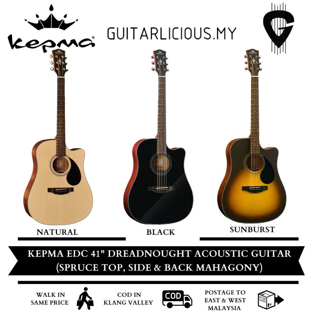 Kepma EDC 41 inch Dreadnought Acoustic Guitar (Spruce Top, Side & Back ...