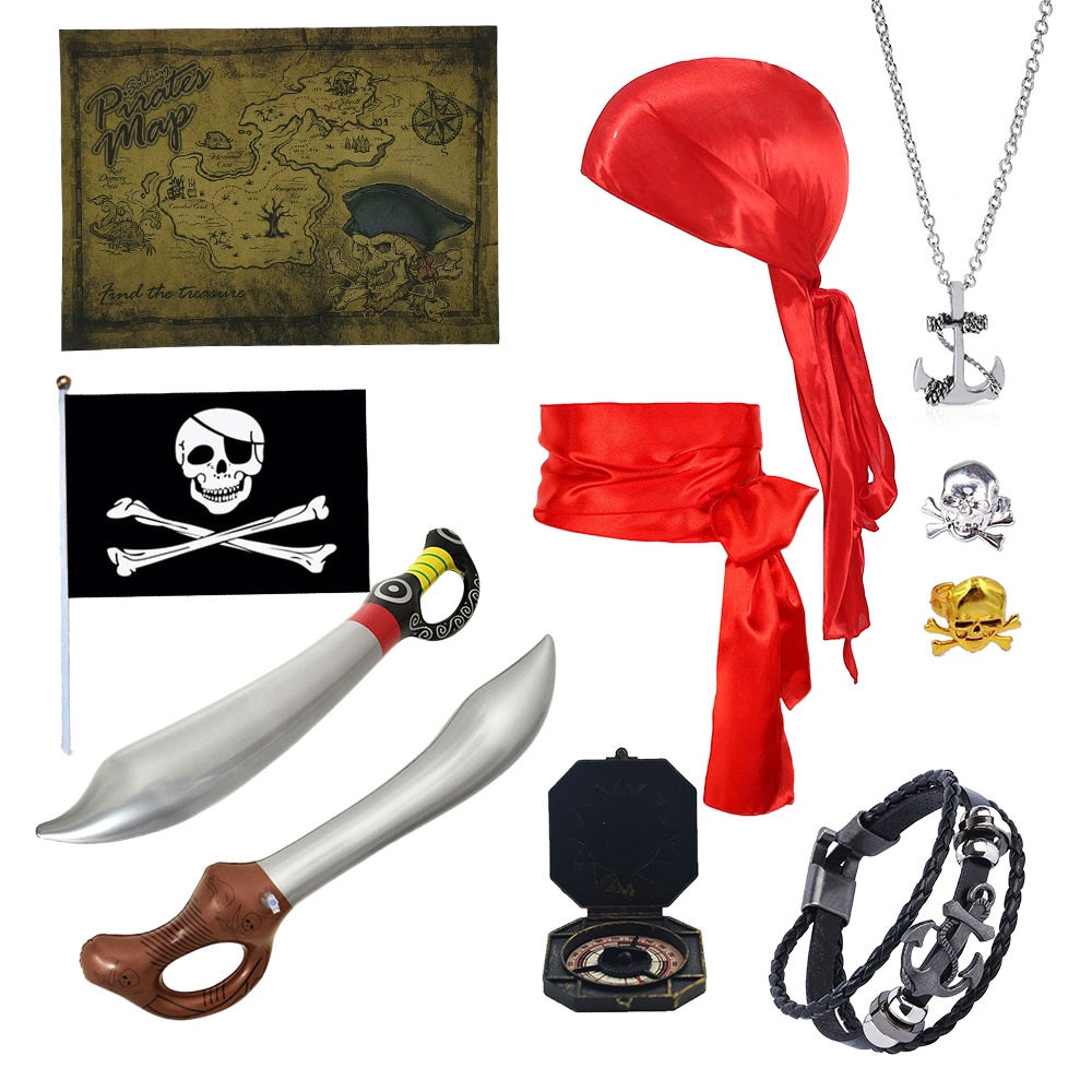 Kid Pirate Costume Accessories Sets Kids Compass Necklace Ring ...