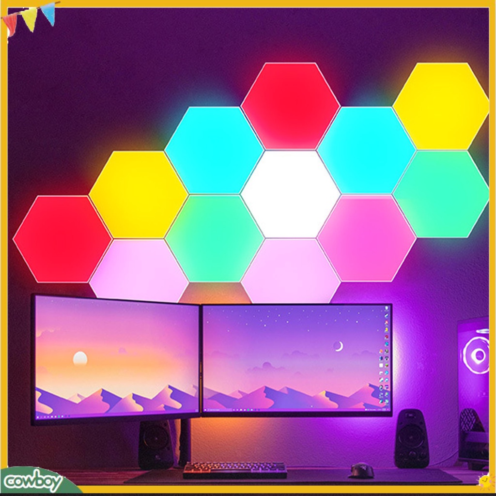 (cowboy) 1 Set Easy to Install RGB Hexagonal Lamp for Household USB ...