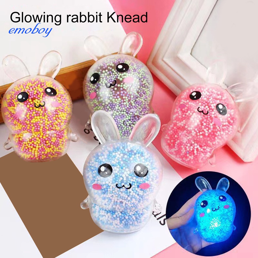 emoboy LED Light-Up Rabbit Squeeze Toy Flexible Quick Rebound Soft TPR ...