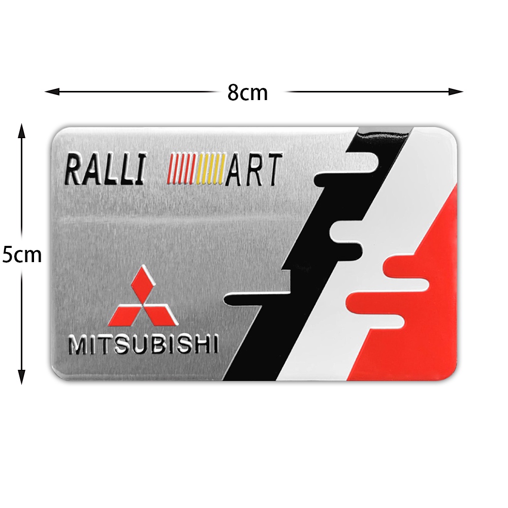 For Mitsubishi 3D RALLIART Aluminum Car Emblem Stickers Side Tail Label ...
