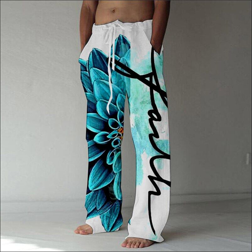 Flower Pattern Long Pants 3D Print Full Length Wide Leg Pants Hipster ...