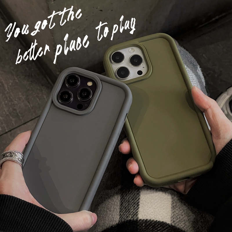 Olive Green Grey Oval Round Shockproof Case iPhone 11 12 13 14 Pro Max ...